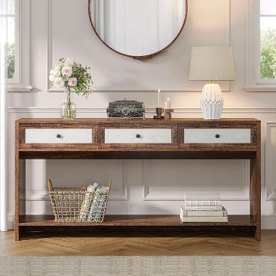 Tribesigns 59-inch Wood Console Table With 3 Drawers, Brown : Target