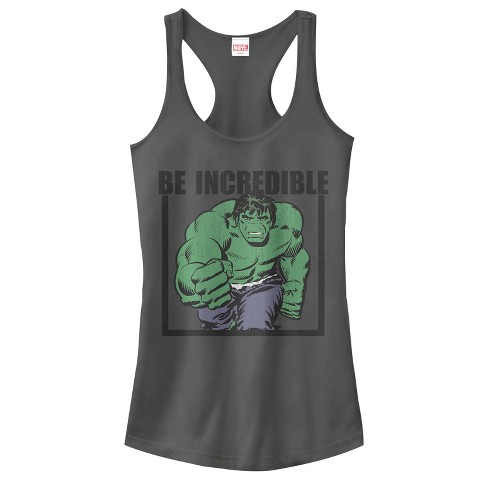 Juniors Womens Marvel Hulk Be Incredible Racerback Tank Top : Target