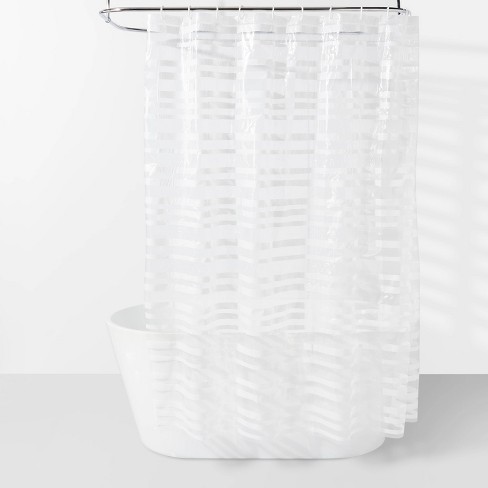 Peva Shower Curtain + Rings White - Room Essentials™: Molded Stripe ...