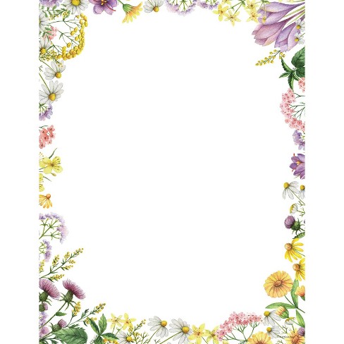 80ct Flower Meadows Letterhead White: Stationery Paper, Uncoated, 8.5 X ...