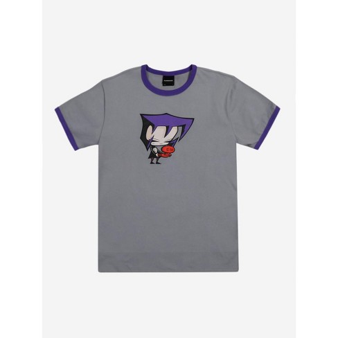 Invader Zim Gaz Membrane Crew Neck Short Sleeve Gray Ringer Tee : Target