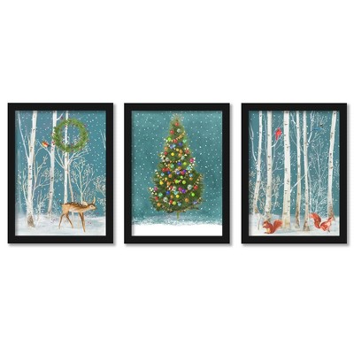 Northlight 13.75" Framed Wood Christmas Tree Cut Out Wall Hanging ...