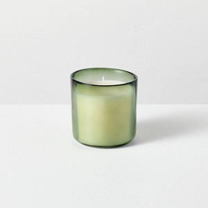 Small Glass Seasonal Berry Leaf and Lemon Jar Candle Green 6oz - Hearth ...