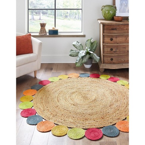 Unique Loom 3' 3 X 3' 3 Circles Braided Jute Round Area Rug : Target