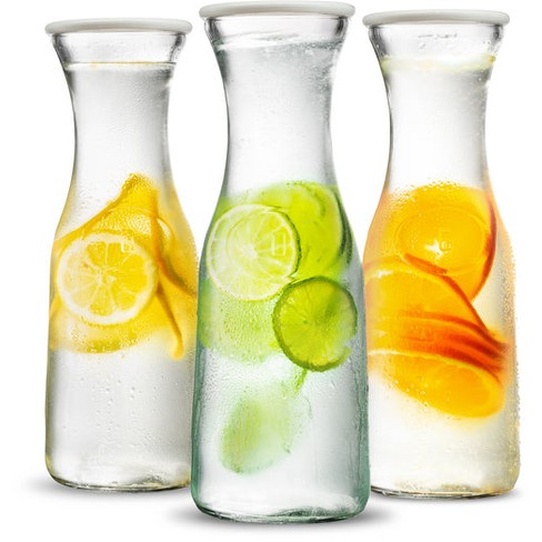 Kook Glass Large Carafes With Lids, Set Of 3, 50 Oz : Target