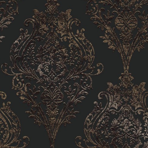 Tempaper & Co.® Estate Damask Non Pasted Wallpaper, Charcoal Damask, 56 ...