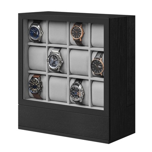 Songmics 12-slot Wooden Watch Box, Watch Display Casewatch Display ...
