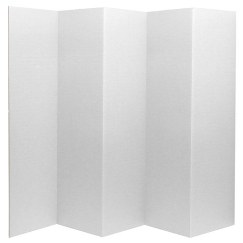 Oriental Furniture 72" Cardboard Room Divider 5 Panel White ...