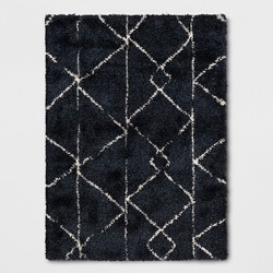 9'x12' Diamond Patterned Shag Woven Area Rug Black - Project 62™ : Target