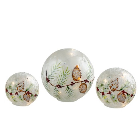 Melrose Led Lighted Snowball Glass Christmas Globes With Timer - 8 ...