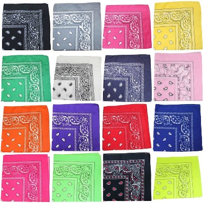 Jordefano 15 Pack Unisex Solid 100% Cotton Plain Bandanas - Usa Flag ...