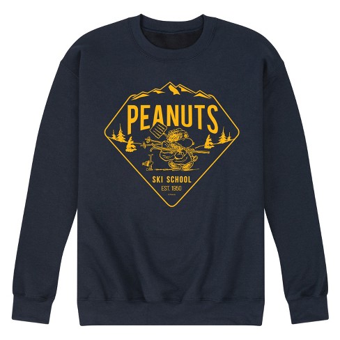Men's Peanuts Snoopy Ski School Est 1950 Graphic Fleece Sweatshirt - Navy - X-large : Target