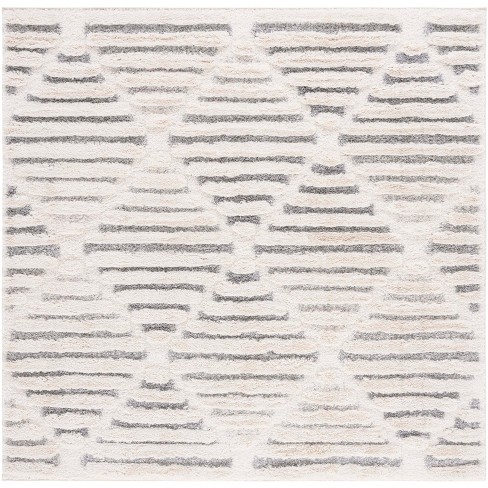 Hi-lo Shag Hls212 Power Loomed Area Rug - Beige/gray - 6'7"x6'7 ...