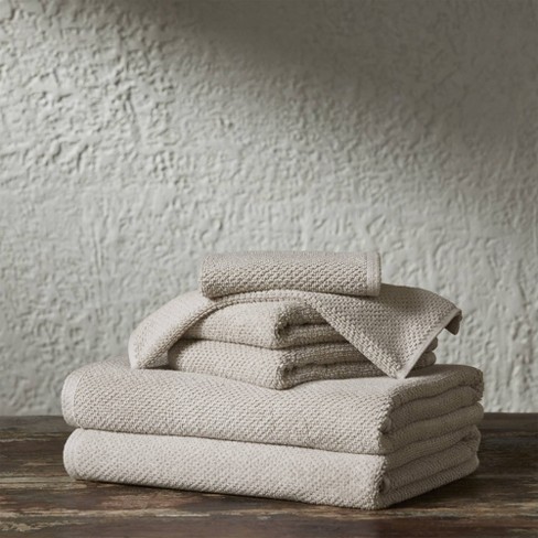6pc Cotton Popcorn Textured Towel Set Taupe - Isla Jade: Jacquard Weave ...