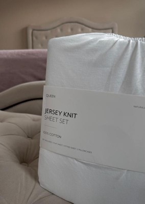 100% Cotton Jersey Sheets Set - Soft, Breathable, Deep Pockets, Easy ...