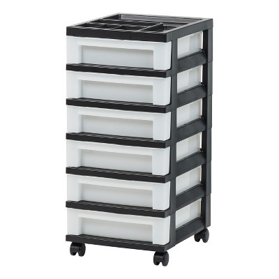Iris Usa 6 Drawer Rolling Storage Cart With Organizer Top, White : Target