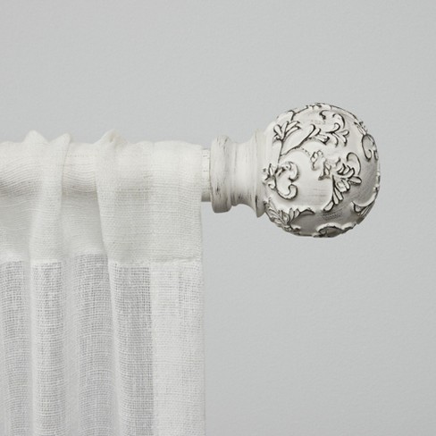 Exclusive Home Vine 1" Curtain Rod And Finial Set, Distressed White ...