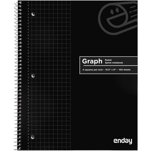 Enday 100 Ct Quad-ruled Spiral Notebook, Black : Target