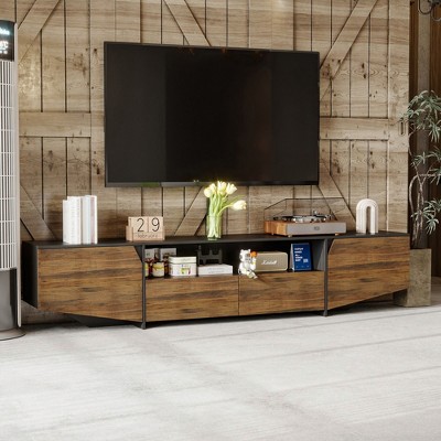 Famapy Black Extendable Tv Console Table Modern Tv Cabinet With Drawers ...
