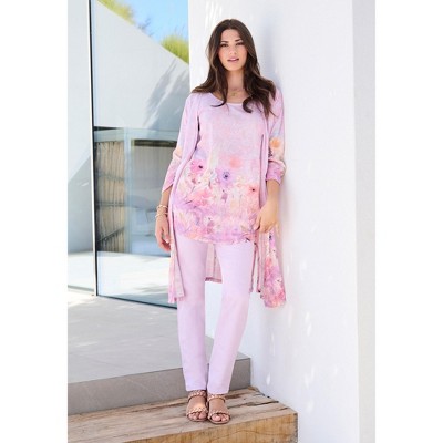 Roaman's Women's Plus Size Printed Duster Cardigan & Tank Set - 26/28 ...