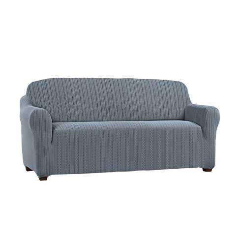 Collections Etc Striped Jacquard Stretch Furniture Cover Loveseat Dark ...