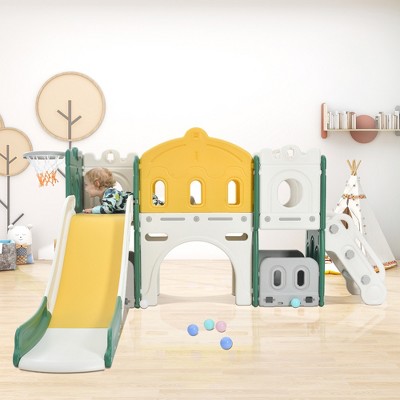 Kids Slide Playset Structure, Freestanding Castle Climbing Crawling ...
