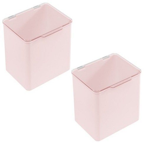 Mdesign Stackable Storage Box With Lid For Bathroom, Vanity - Pink ...
