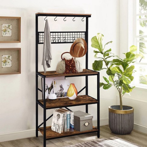 Skonyon 4 Tier Kitchen Bakers Rack Storage Shelf Cart With Hanging ...