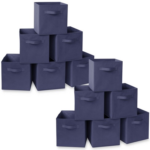 Casafield Set Of 12 Collapsible Fabric Storage Cube Bins, Navy Blue ...