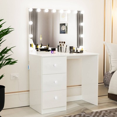 Emmy Lighted Makeup Vanity White - Boahaus : Target