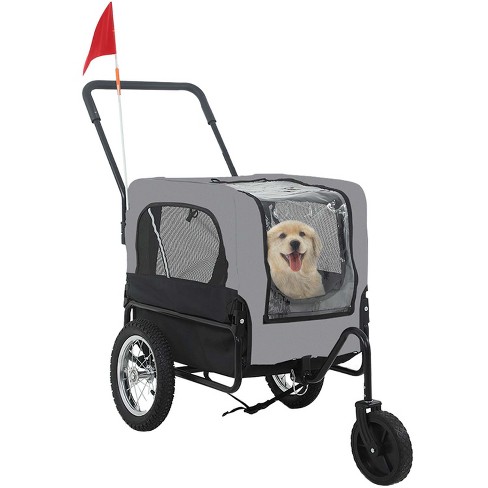 Fdw 2-in-1 Dog Stroller & Bike Trailer Weatherproof Pet Carrier With Removable Hitch & Spacious ...