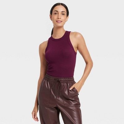 Women's Ribbed Tank Top - A New Day™ Burgundy Xl : Target