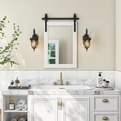Farmhouse Rectangle Framed Wall Bathroom Vanity Mirror Accent Mirror ...