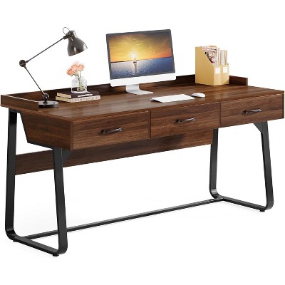 Tribesigns Office Desk With 3 Drawers, Brown : Target