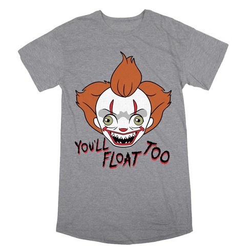 It Movie 2017 Pennywise You’ll Float Too Women’s Gray Graphic Tee-small ...