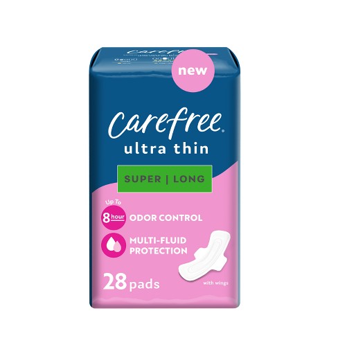 Carefree Ultra Thin Super/long Pads With Wings -28ct : Target