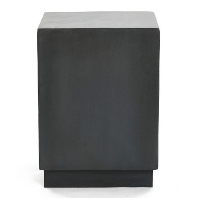 Luxenhome Square Patio Side Table Gray Cement, Accent Table For Outdoor ...