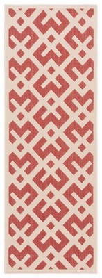 Courtyard Cy6923 Power Loomed Indoor/outdoor Runner Rug - Red/bone - 2 ...