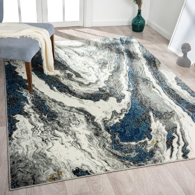 Luxe Weavers Abstract Wavy Marble Swirl Gray 8x10 Area Rug : Target
