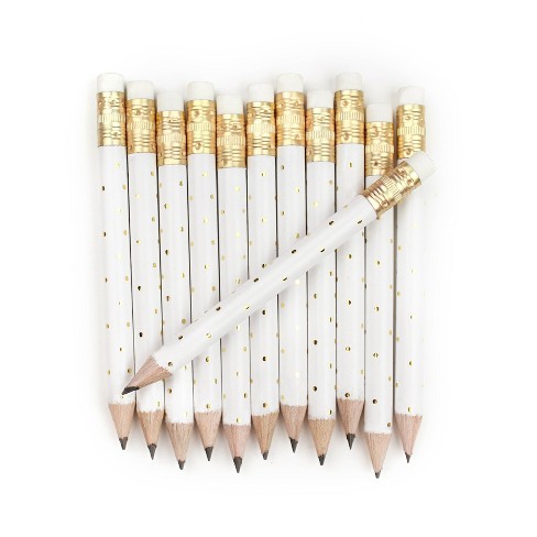 12pk Mini Pencils Polka Dots Foil Gold : Target