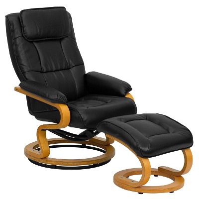 Emma And Oliver Adjustable Recliner/ottoman With Swivel Maple Wood Base ...