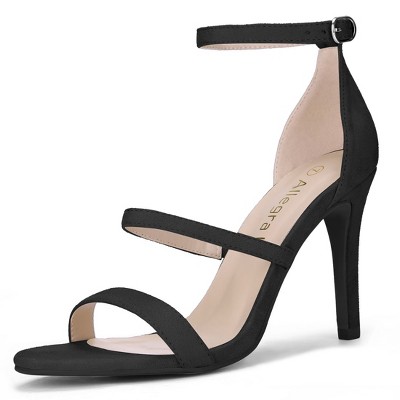 Allegra K Women's Open Toe Triple Straps Buckle Closure Stiletto High ...