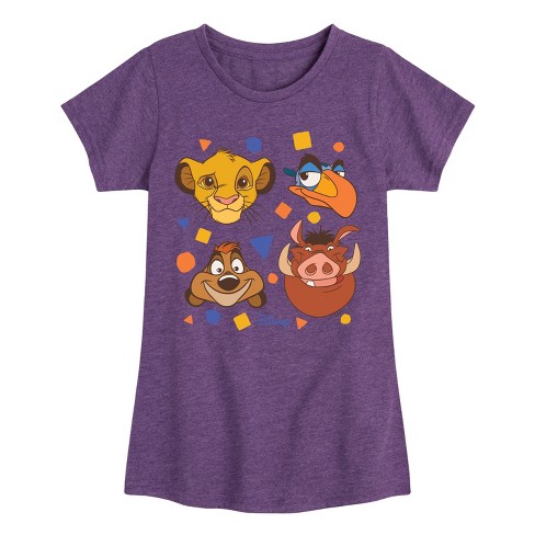 Girls' Disney Simba, Pumbaa, Timon, & Zazu Fitted Short Sleeve Graphic ...
