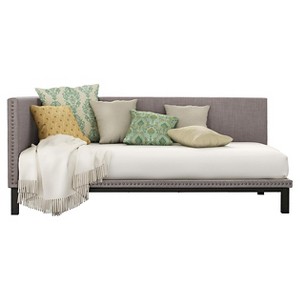 Twin Mid Century Modern Upholstered Daybed Gray Dorel Home Products Nailhead Linen Fabric Metal Frame Target