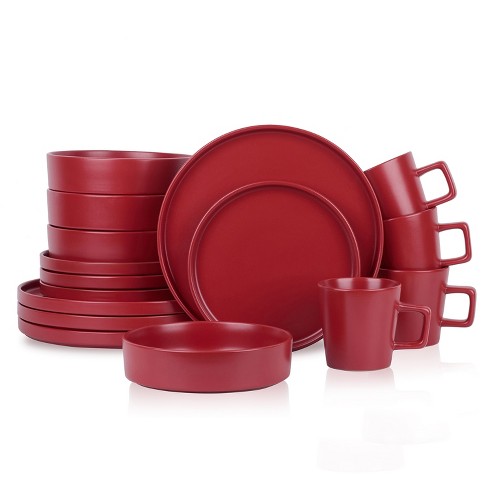 Stone Lain Cleo 16-piece Stoneware Dinnerware Set, Service For 4, Red : Target