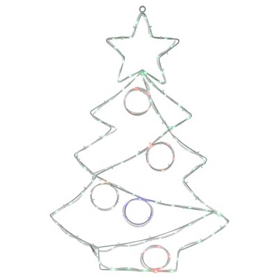 Northlight 28" Led Lighted Christmas Tree With Ornaments Window ...