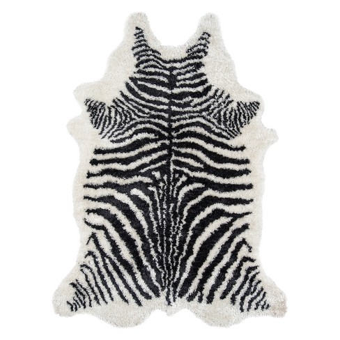 3'6"x5'6" Zebra Stripe Tufted Novelty Accent Rug Black - Novogratz By ...