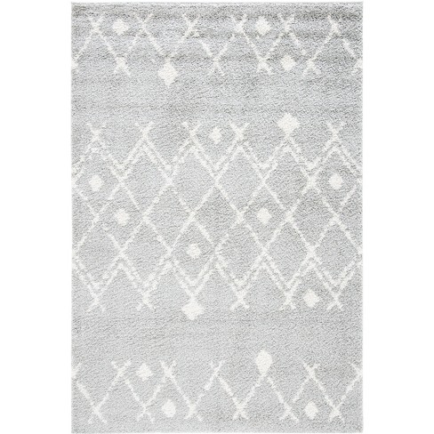 Berber Shag Ber164 Power Loomed Rug - Light Grey/cream - 5'1"x7'6 ...