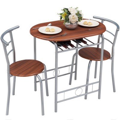 3 Pcs Dining Set Table And 2 Chairs Compact Bistro Pub Breakfast Home ...