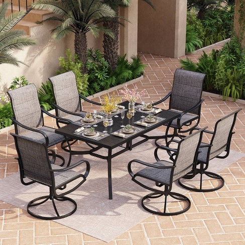 7pc Patio Dining Set With Rectangle Table With 2.6" Umbrella Hole ...